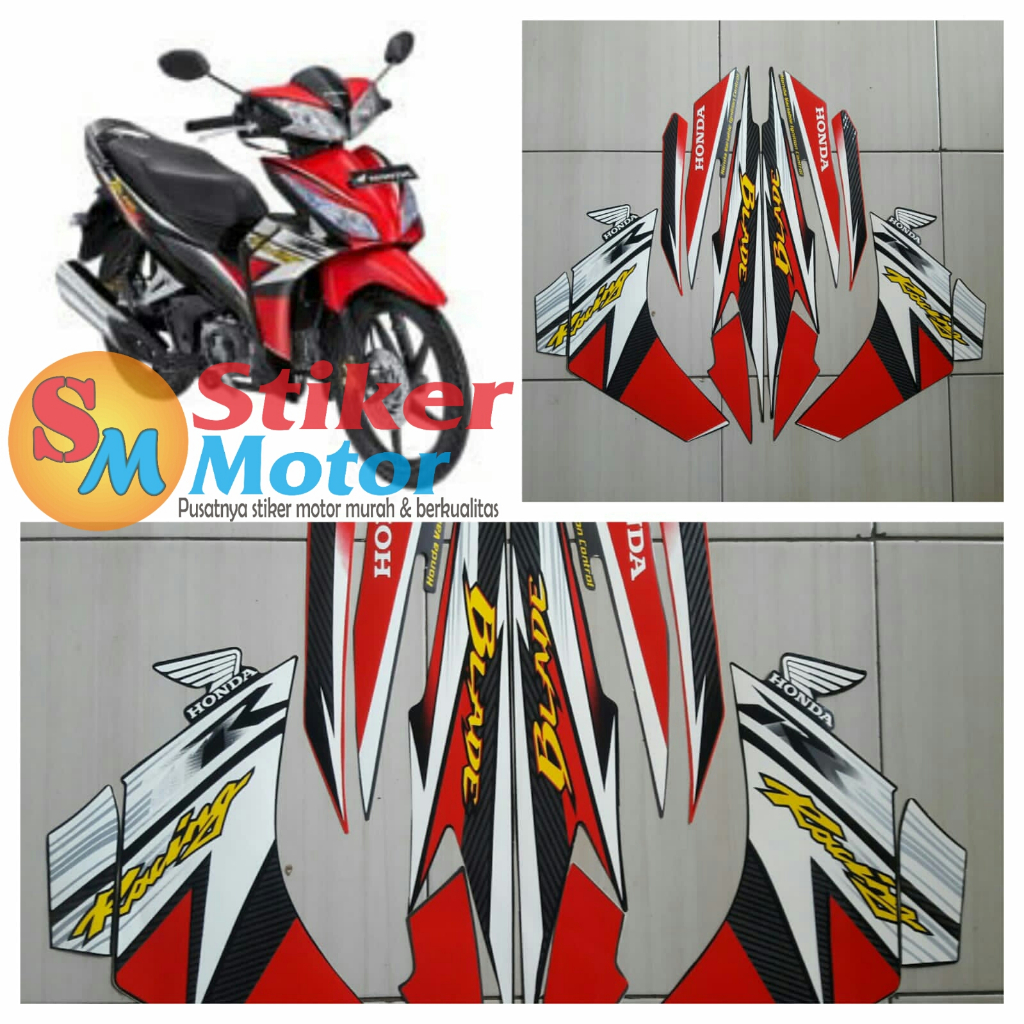 MERAH HITAM Striping STICKER LIS LES POLET BODY MOTOR BLADE RACING 2013 ...