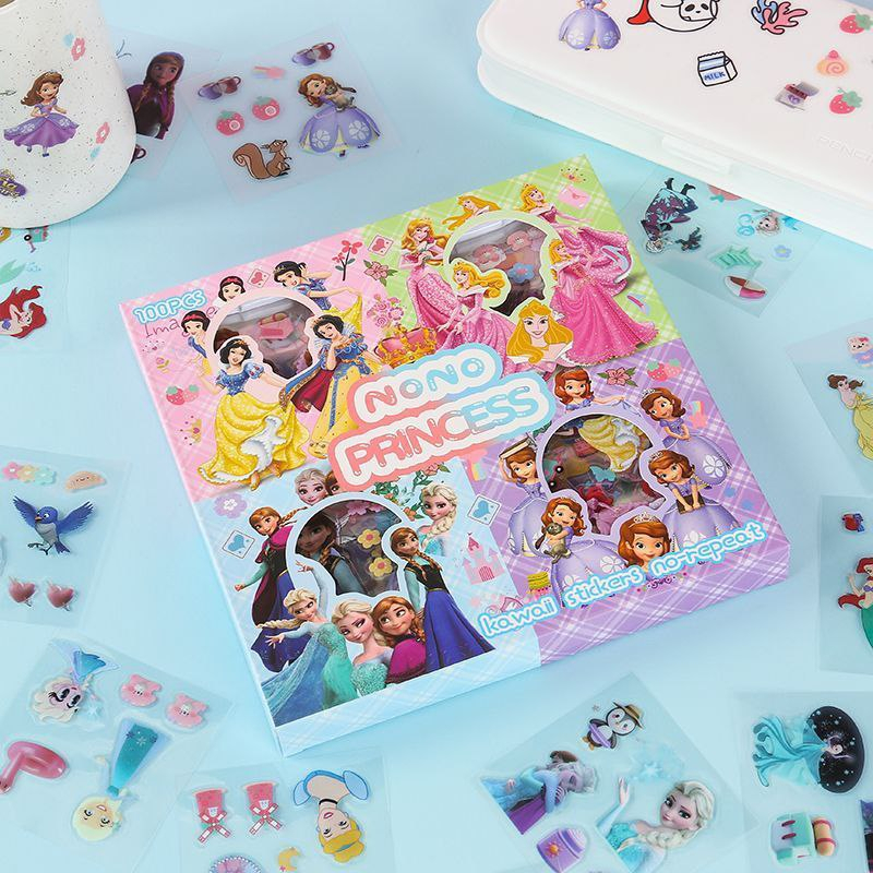 Sticker NONO PRINCESS ELSA ANNA Box 2D Children's Decoration 100 Sheets ...