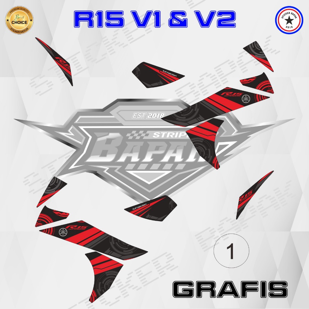 Yamaha R15 V1 and V2 Trim Striping Stickers, Custom Graphic Variations ...