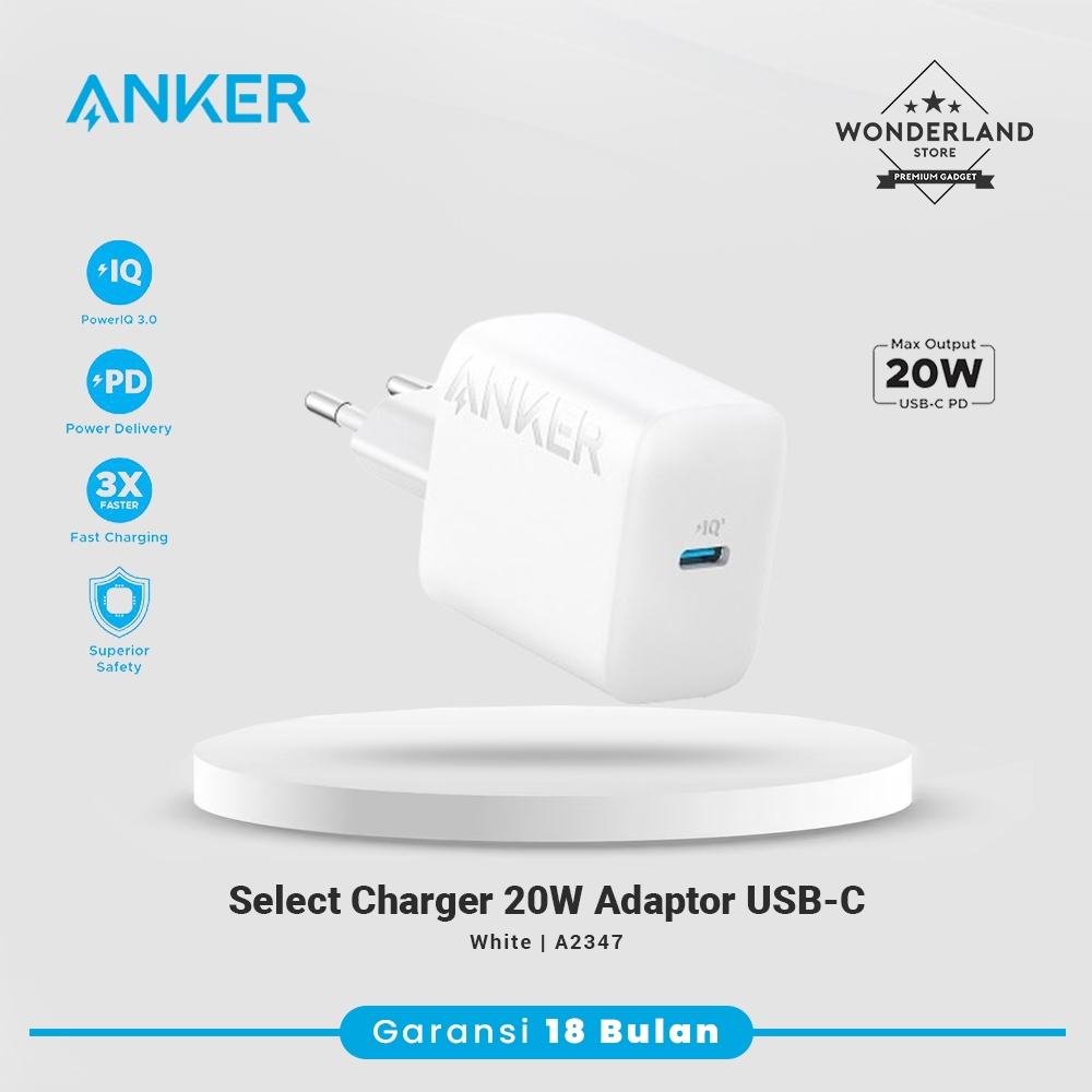 Anker Adapter 20W USB-C Wall Charger PD Fast Charging USB-C+USB-A A2347 ...
