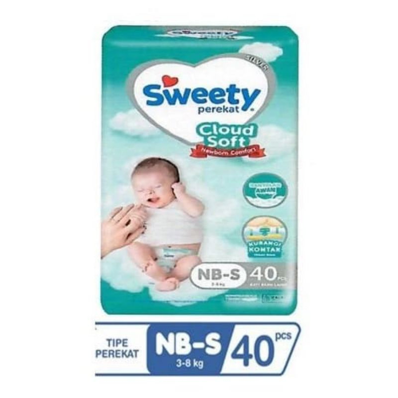 Sweety Silver Adhesive NB-S40 / Newborn Baby Diapers (Newborn) | Shopee ...