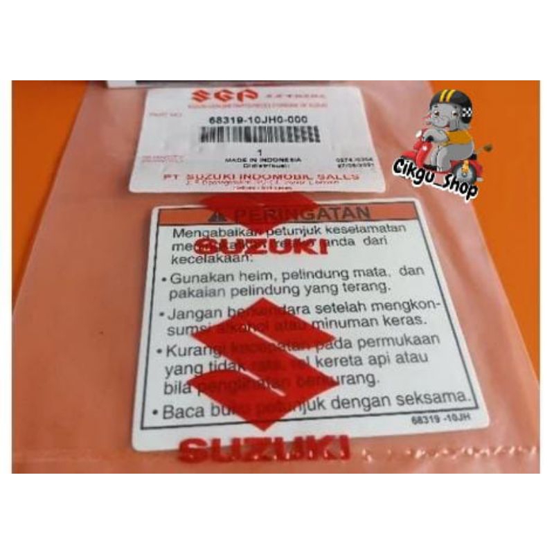 Warning Sticker, Warning, on the Lengshild, for all Suzuki Motorcycles ...
