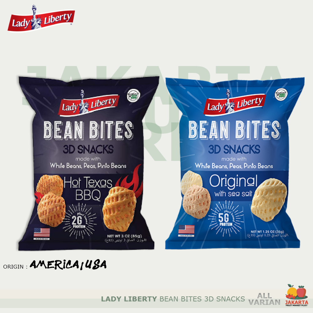 Lady LIBERTY BEAN BITES 3D SNACKS ALL Original Cheddar BBQ snack ...