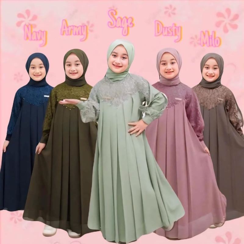 LC - CHILDREN'S GAMIS CLOTHES SET HIJAB PASHMINA INARA DRESS - AGES (S ...