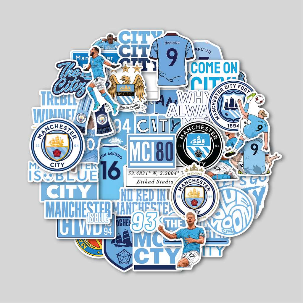 Manchester CITY STICKER PACK | Tumbler STICKER | Helmet SUITcase LAPTOP ...