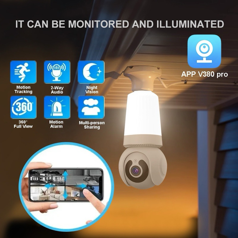 Cctv Camera IP Camera V380 Light Bulb 360view Wifi Wireless/CCTV Light ...