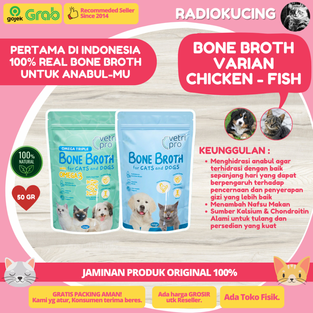 Bone BROTH 50 Grams Cat Dog BONE & Joint Vitamins [JUWIES RADIO CAT ...