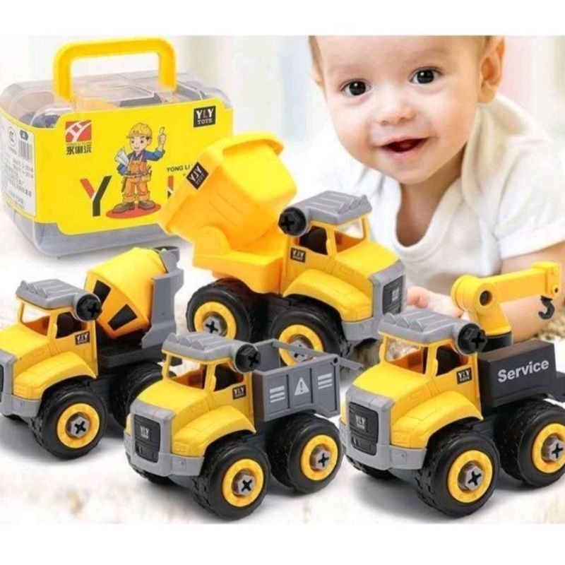 (FREE PLASTIC BOX) DIY TRUCK TOYS / DISASSEMBLY TRUCK / CHILDREN'S ...