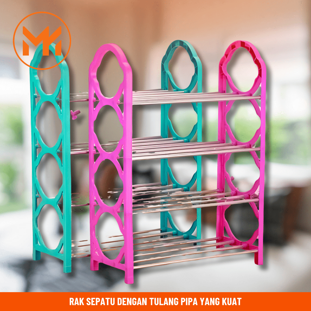 Mm - R001 - 4 COLOR STACKING SHOE RACK - COLOR PLASTIC STAINLESS TIER ...