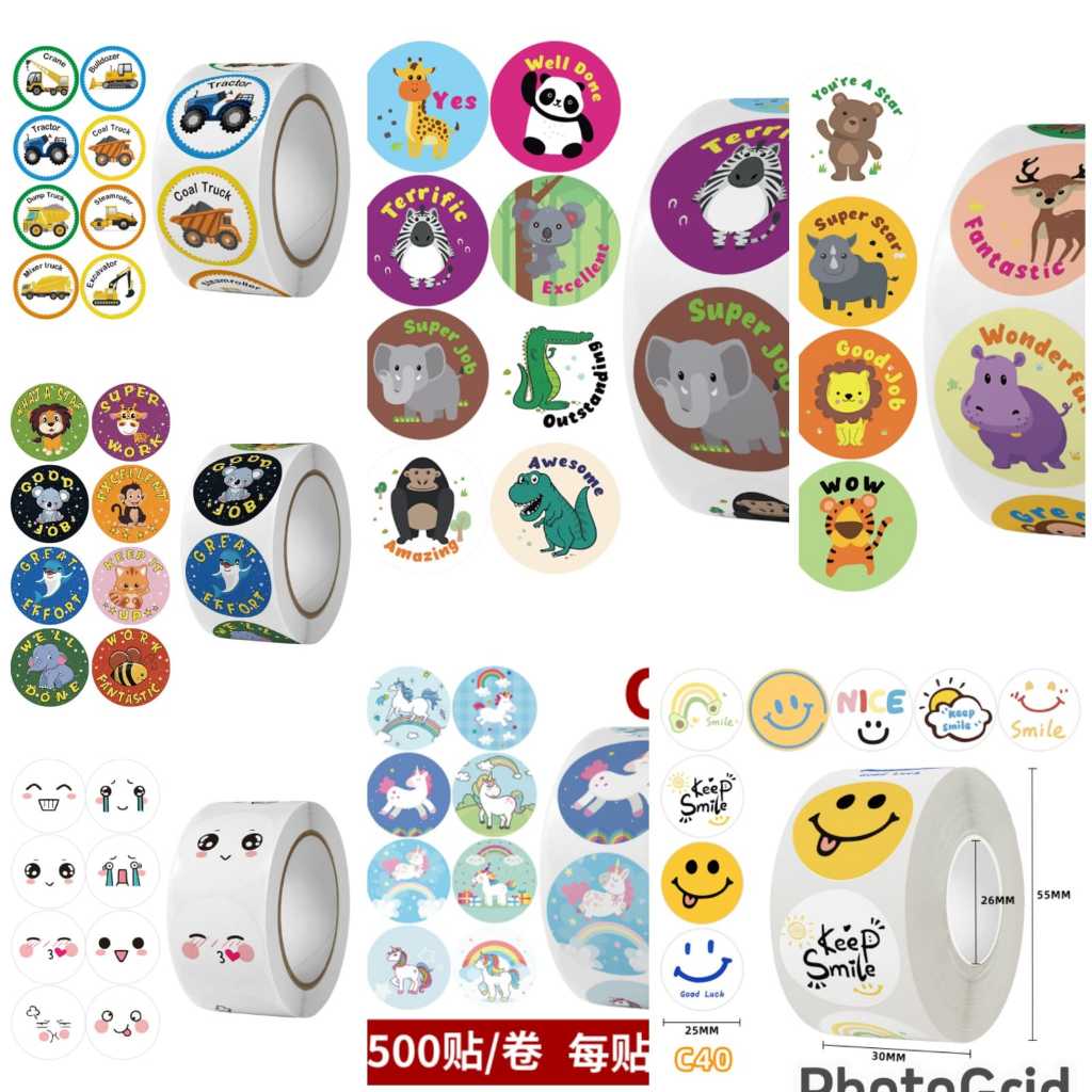 Sticker ROLL Contents 500PCS/ROLL Funny EMOJI MOTIF | Shopee Philippines