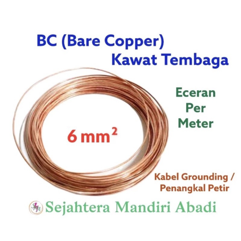 BC Cable 6 mm Copper Grounding Wire 6mm Anti Lightning Per Meter | Shopee Philippines