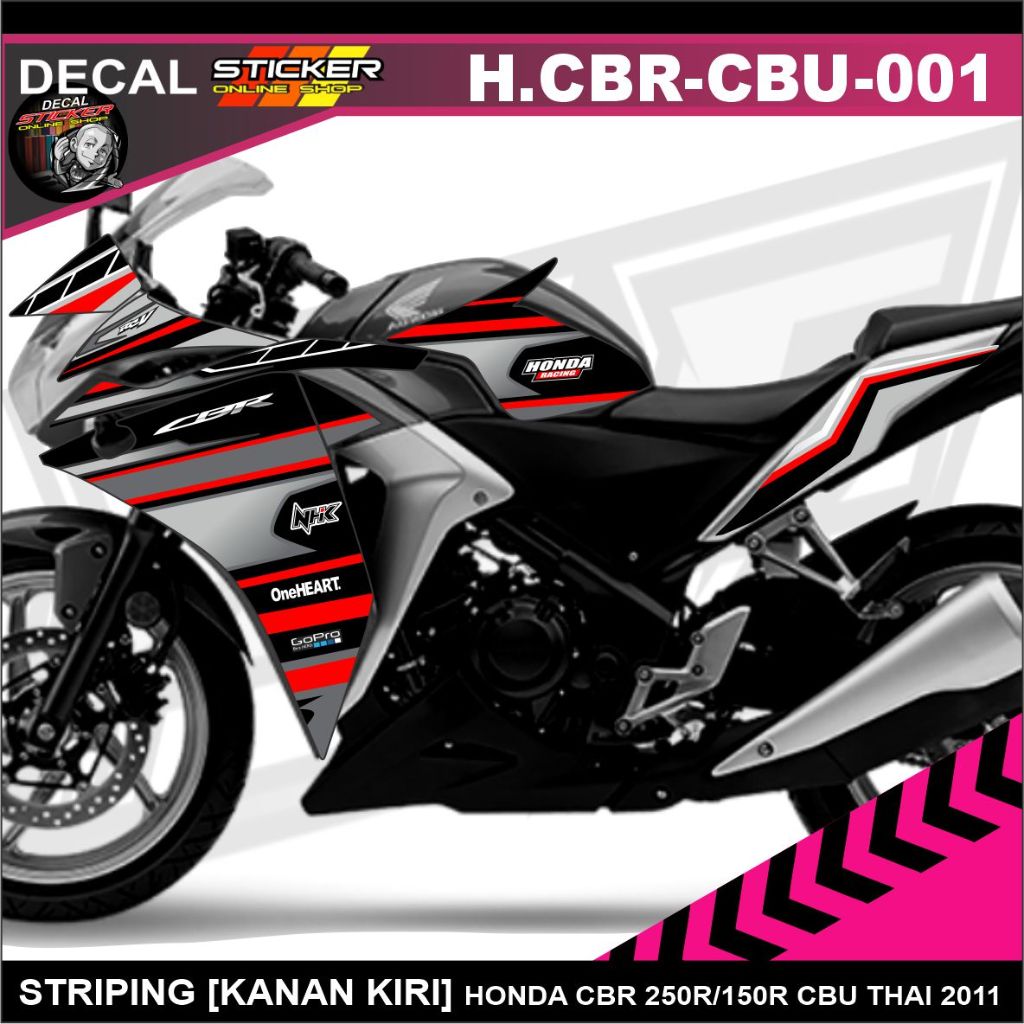 Honda CBR 250R 150R MOTORCYCLE STICKER CBU THAILAND 2011 DECAL STRIPING ...