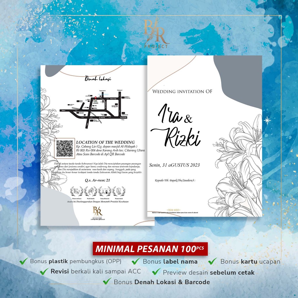 160gsm Brief Card Material Two Fold Wedding Invitation | Unique Wedding ...