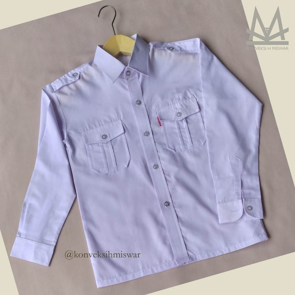 KEMEJA Men's Uniform - White Long Sleeve Shirt for Paskibra PDH - Work ...
