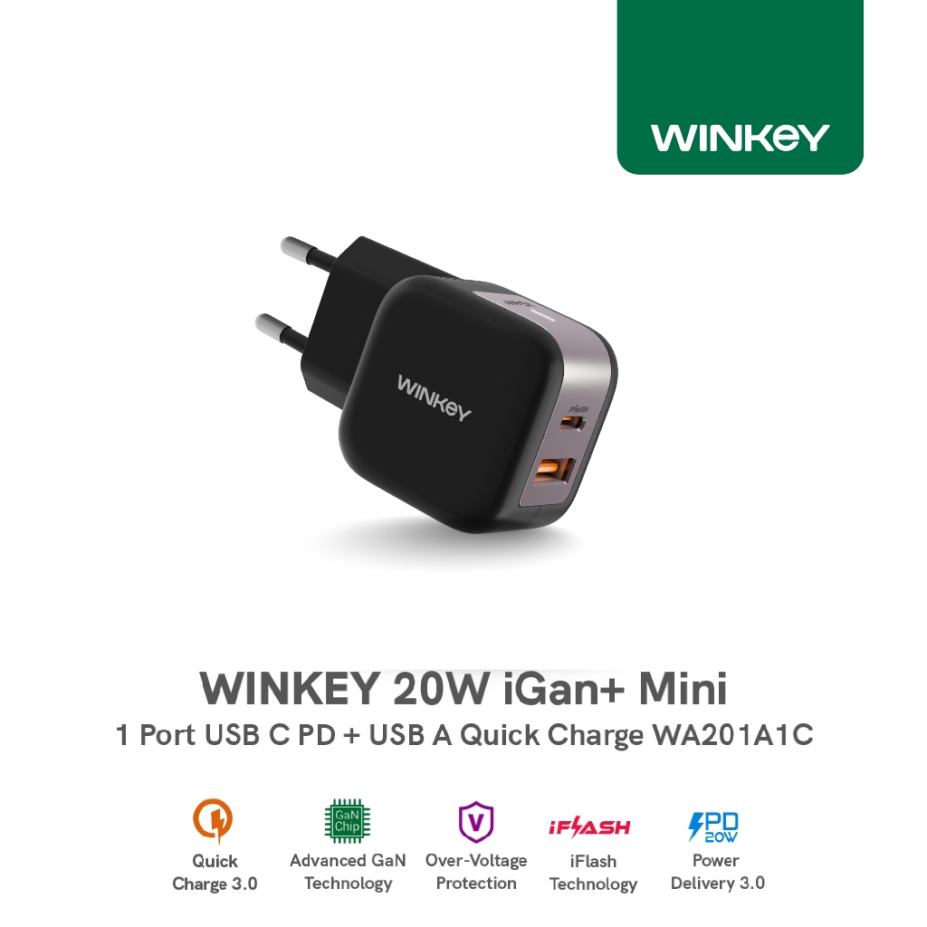 Winkey Charger iGan+ Mini 20W 2 Port PD USB C - WA201A1C | Shopee ...