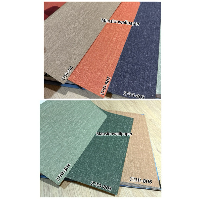 HIJAU Simple Plain Motif Wall Wallpaper with Orange-Navy-Dark Green ...