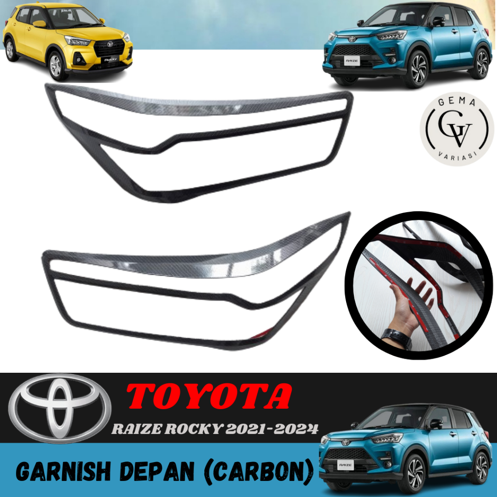 Raize Rocky 2021 - 2024 Carbon Glossy Headlight Garnish Cover | Shopee ...