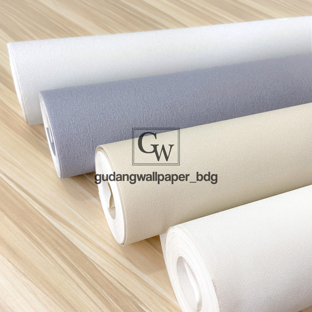 PUTIH Plain Textured Vinyl Wallpaper Pastel Color Sand Color Gray White ...