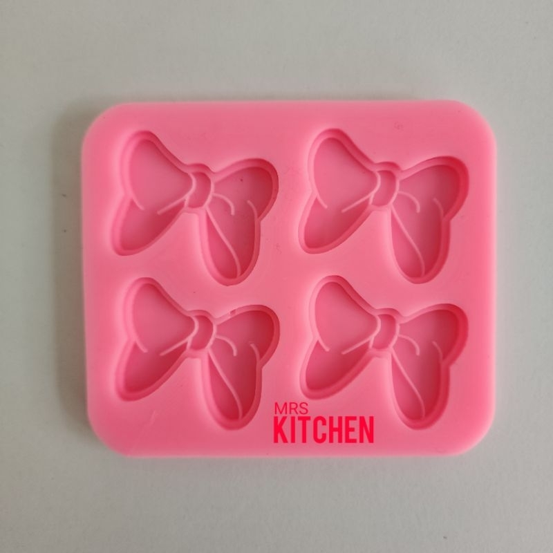 Minnie MOUSE BOWS Ribbon SILICONE MOLD 4 Holes Chocolate FONDANT CLAY ...