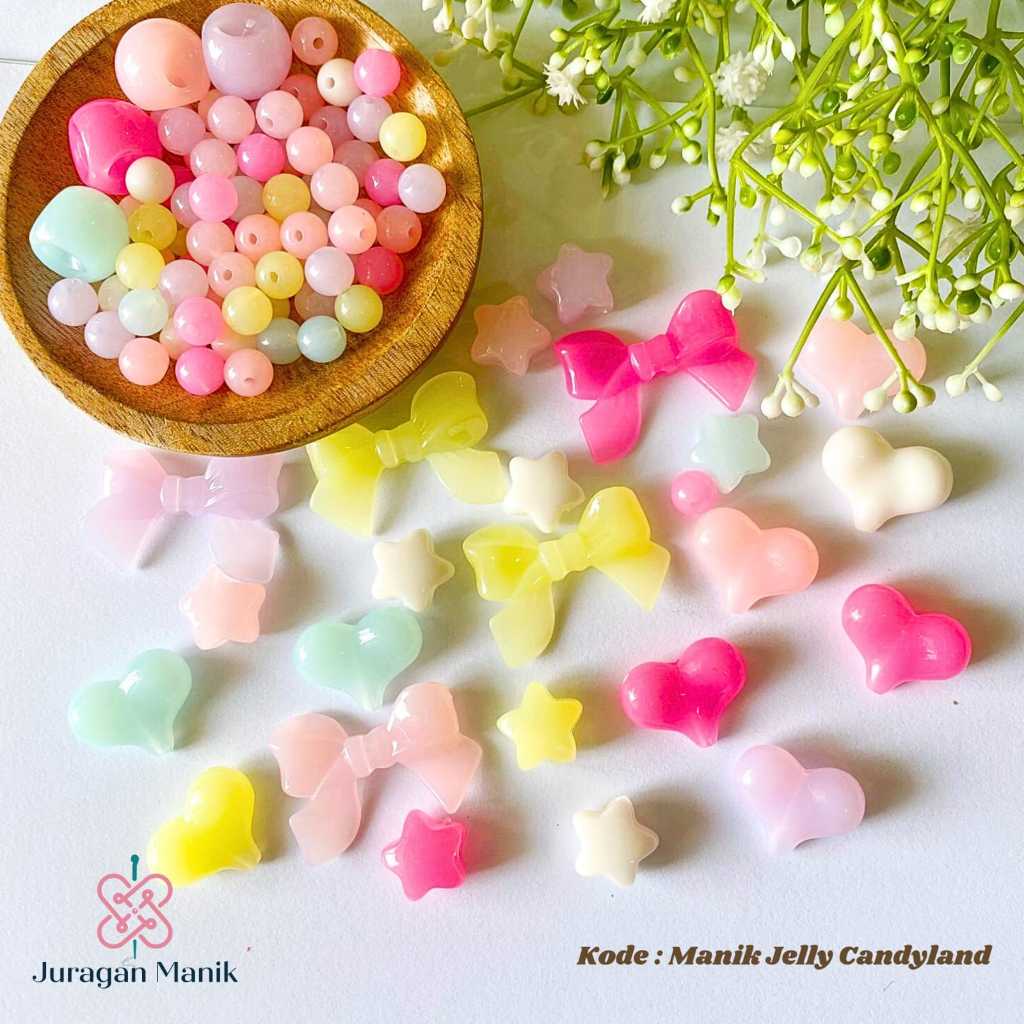 Mote BEADS PREMIUM JELLY CANDYLAND PASTEL GLOSSY CONTENTS 20 grams ...