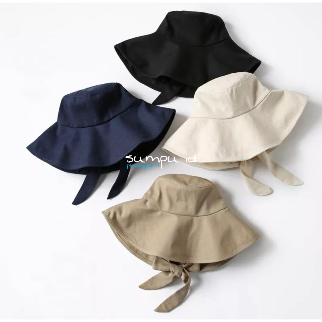 Wide Bucket Hats long strap beach hat for adult women's hijabers ...