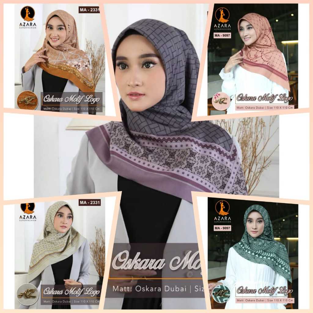 3 pcs Rectangular voal hijab with azara oskara motif rectangular hijab ...