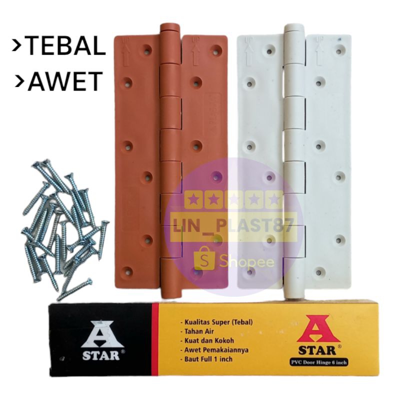 Pvc PLASTIC A-STAR HINGE | Uk LONG 6"INCH | Thick BATHROOM DOOR HINGE ...