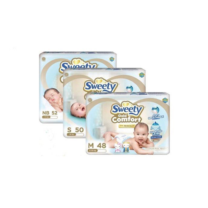 Sweety GOLD COMFORT TAPE NB 52s 50 Baby Adhesive Diapers | Shopee ...