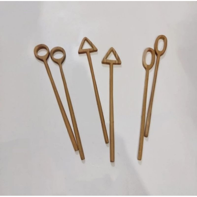 KAYU Long Teak Wood Drink Stirrer Stirrer Long Bar Spoon Juice Mixer ...