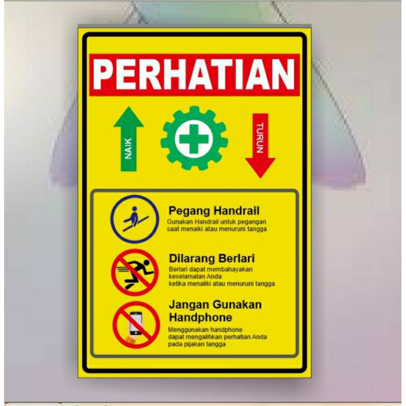 Safety Instructions Sticker Up/Down Stairs Sign K3 | Shopee Philippines
