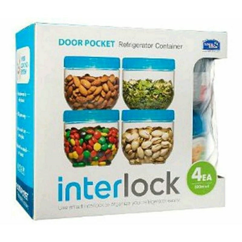 Locknlock Interlock Door Pocket Refrigerator Container 4EA 500ml x 4 ...