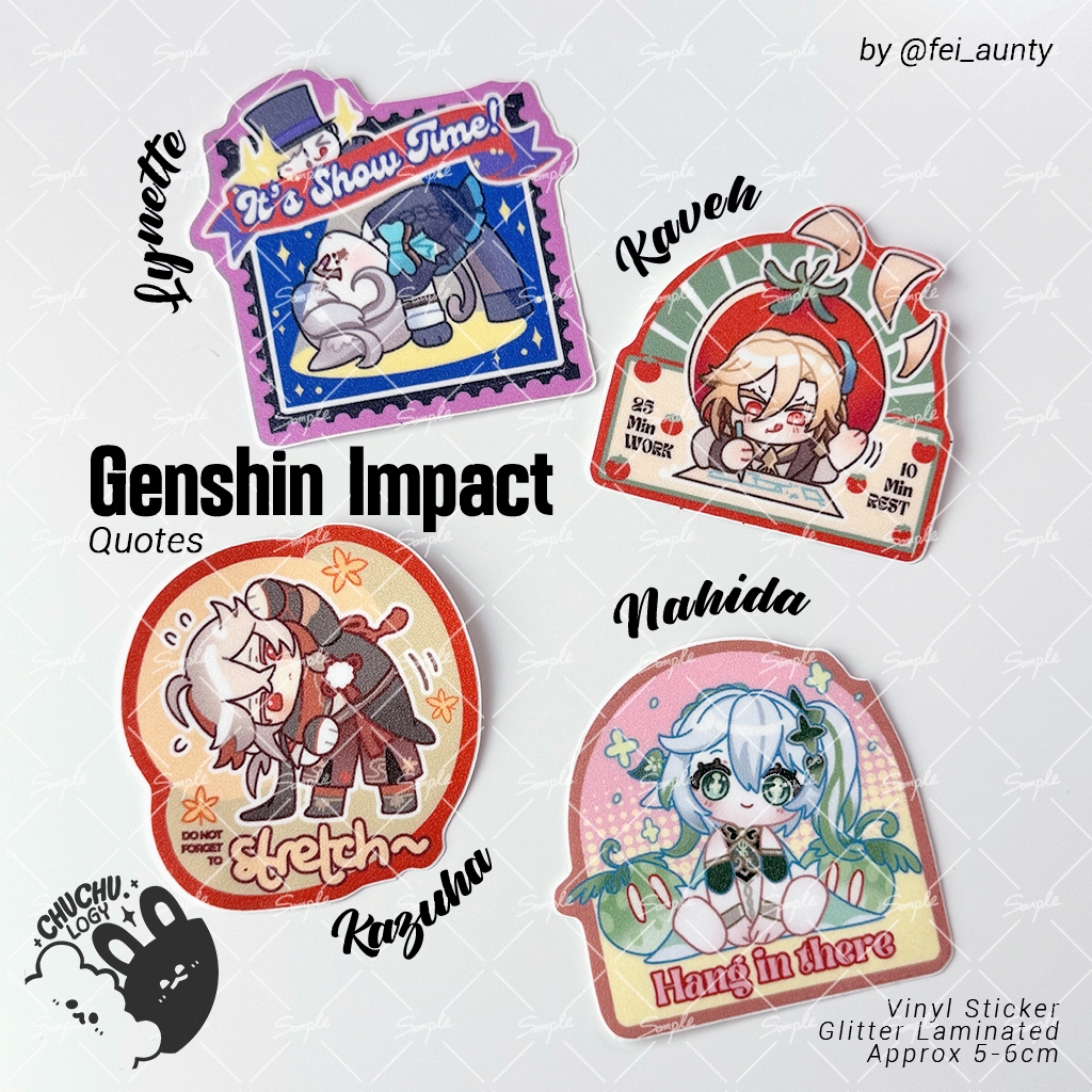 Genshin Impact Lynette kaveh kazuha nahida [Quotes] vinyl glitter ...