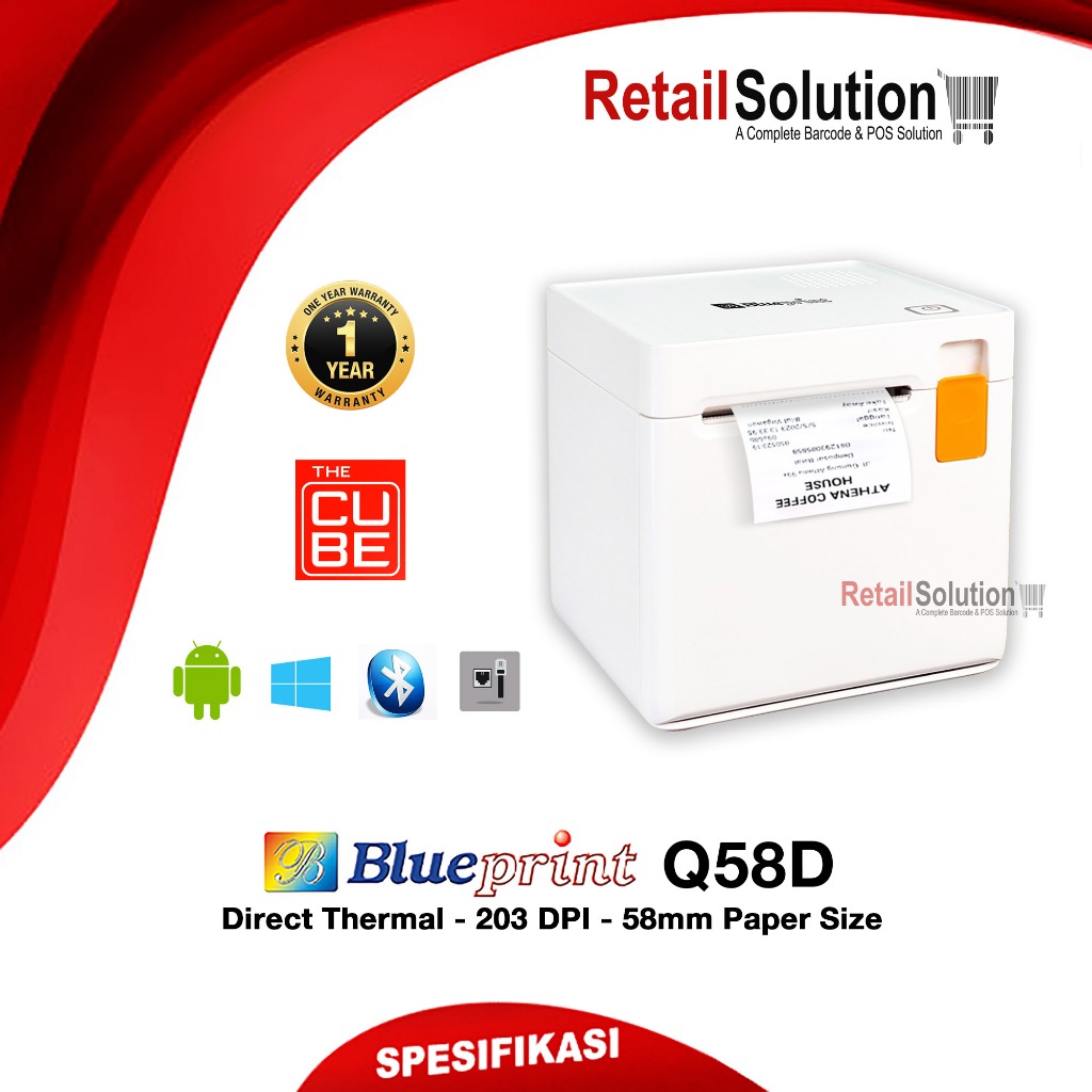 Rj11 USB Bluetooth Thermal Receipt Cashier Printer - Blueprint BP-Q58D ...