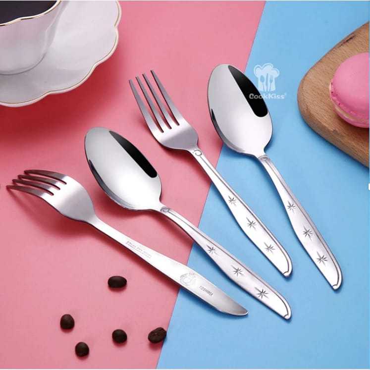 12 pcs Stainless Steel Spoons and Forks / Thick Stainless Steel Spoons ...
