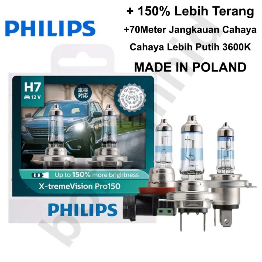 Philips H7 XTREME VISION PRO150 +150% Car Lights Made in Poland ...