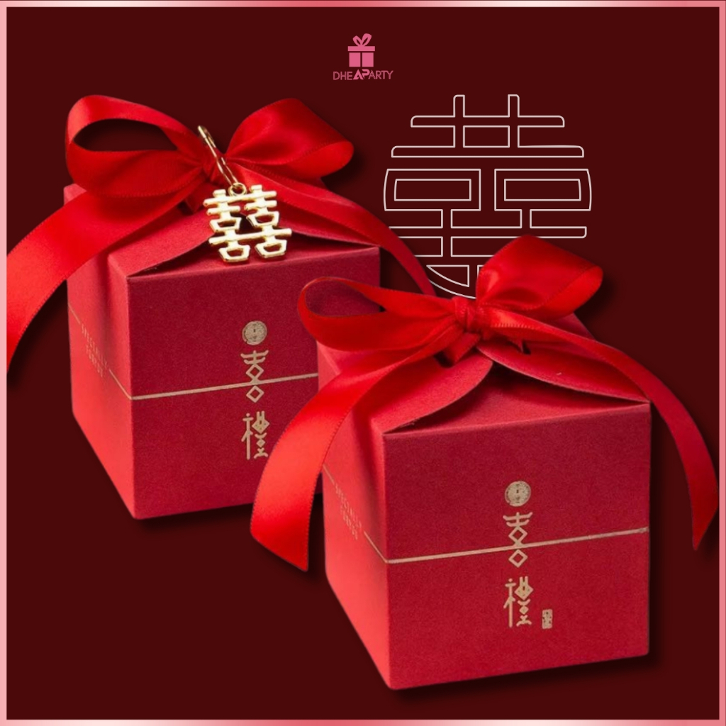 MERAH DP Sangjit Wedding Souvenir Box Set / Square Souvenir Box with ...