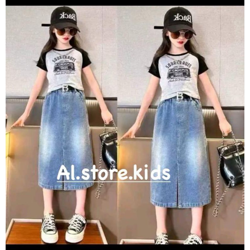 Jeans skirt for girls aged 6-15 years with korean style split ...