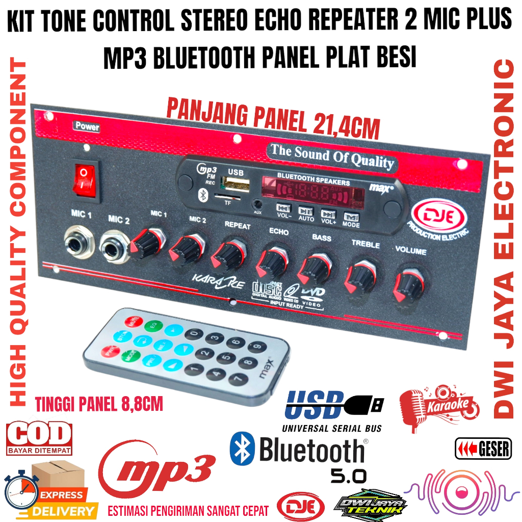 Stereo Tone Control Hybros MP3 Bluetooth + Echo Repeter Tone Panel 2 ...