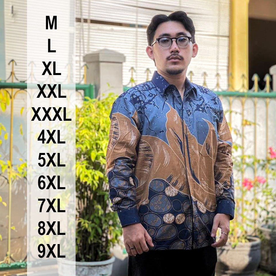 KATUN By.aghna - Men's Batik Shirt Jumbo Long Sleeve Stone Motif M L XL XXL XXXL 4XL 5XL 6XL 7XL ...