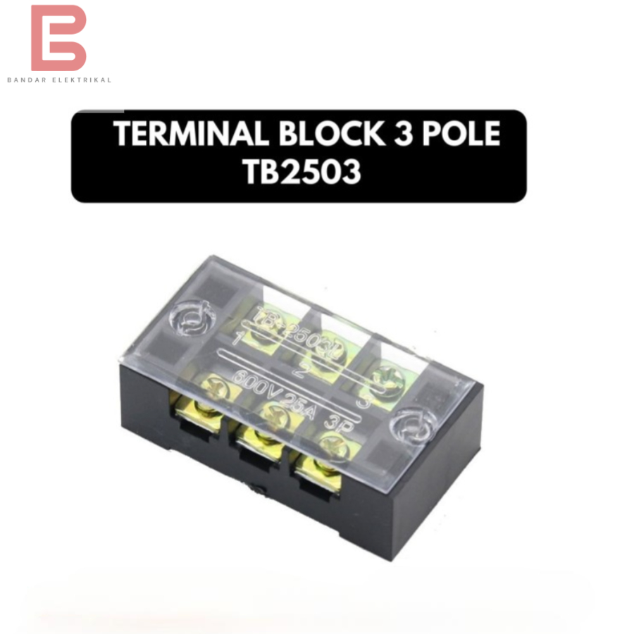 Terminal BLOCK BLOCK 3P 3 POLE 25A TB-2503 / TB2503 FORT | Shopee ...