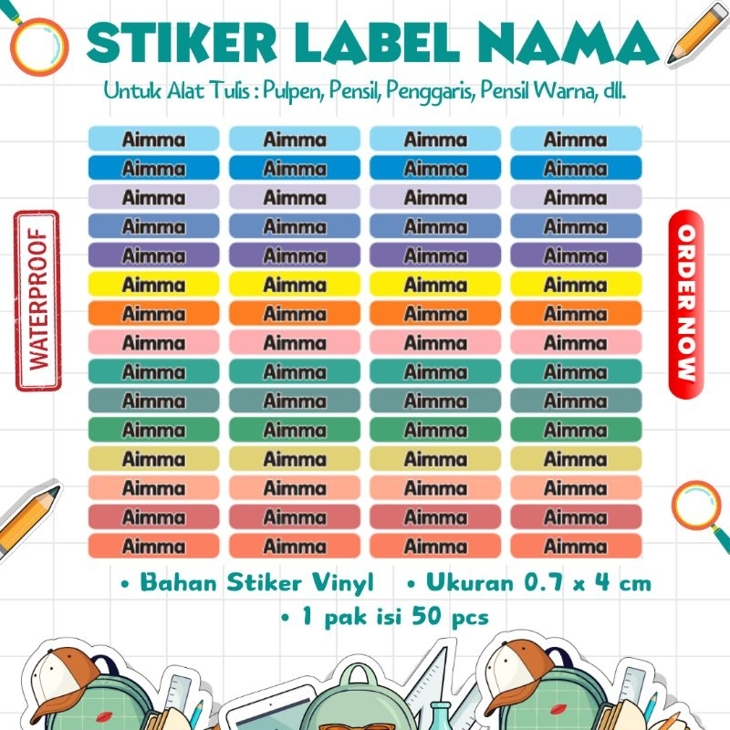 (Content Of 60) Small Name Label Sticker/Pencil Label Sticker/Pen Label ...