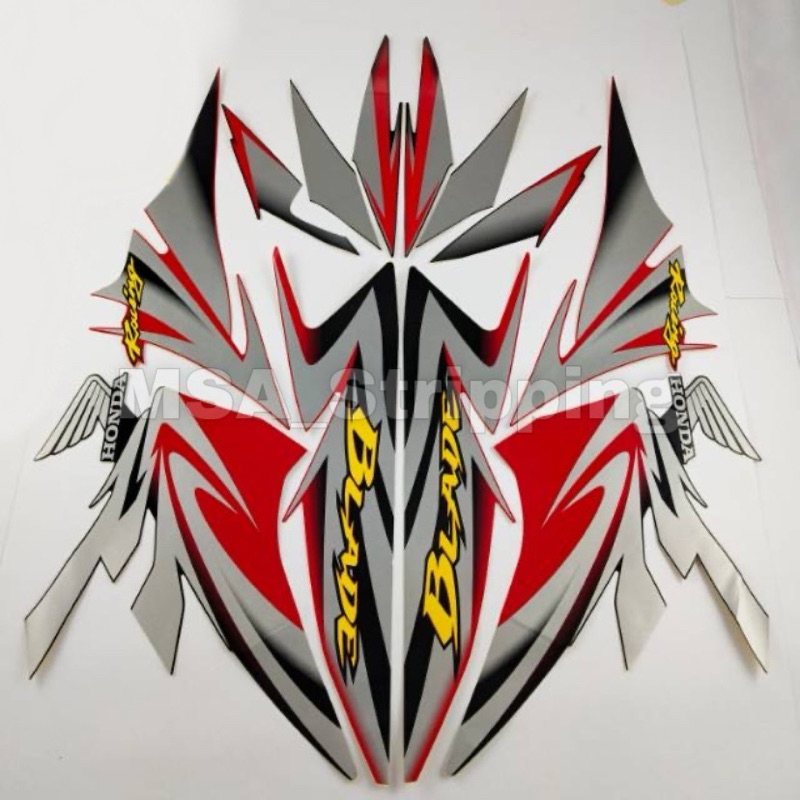HITAM MERAH Stripping strip stickers sticker lis polet body Honda blade ...