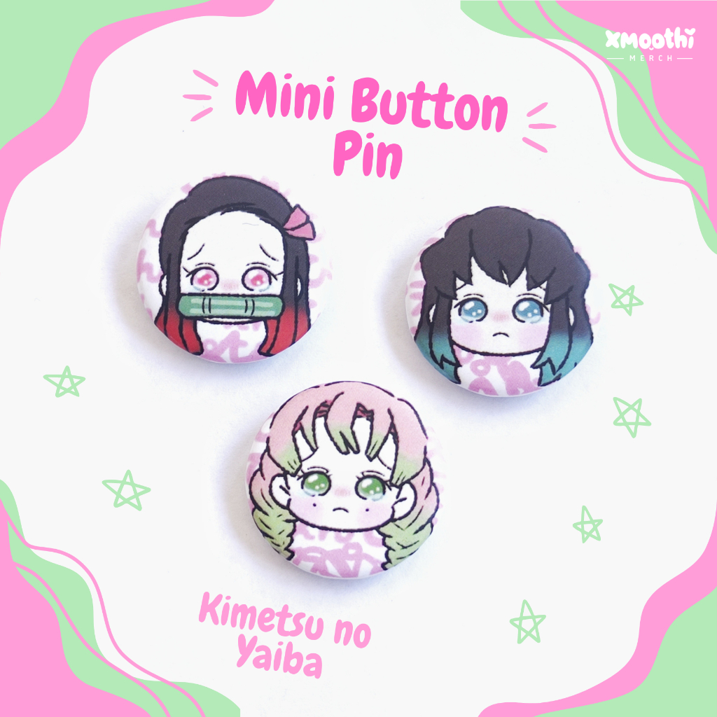 Kimetsu NO YAIBA BUTTON PIN - DEMON SLAYER Brooch PIN NEZUKO MUICHIRO ...