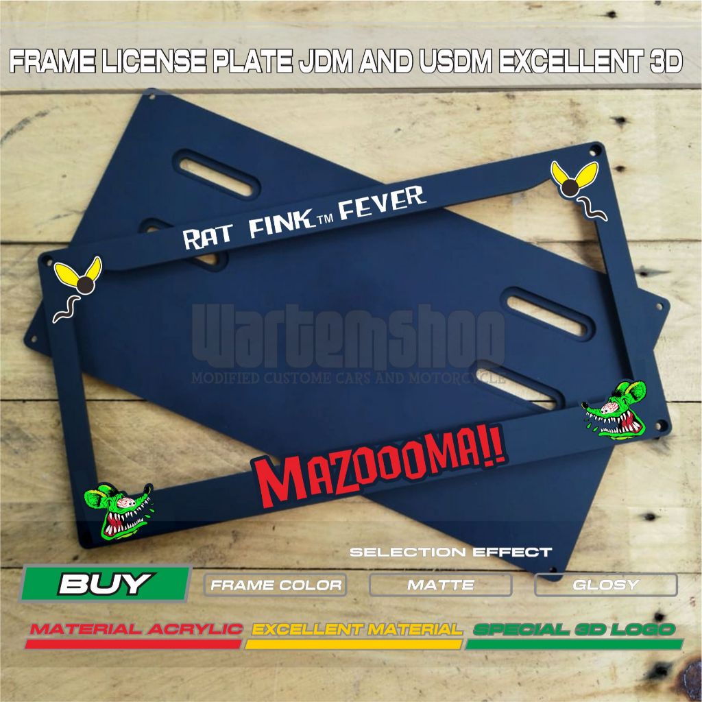 UNIVERSAL CUSTOM PLATE LICENSE FRAME JDM AND USDM 3D RAT FINK | Shopee ...