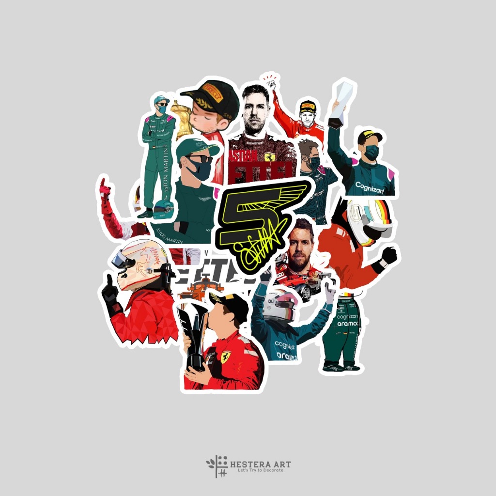 F1 Racer Pack Sticker Vinyl Doff Laminate Sticker | Sebastian Vettel ...