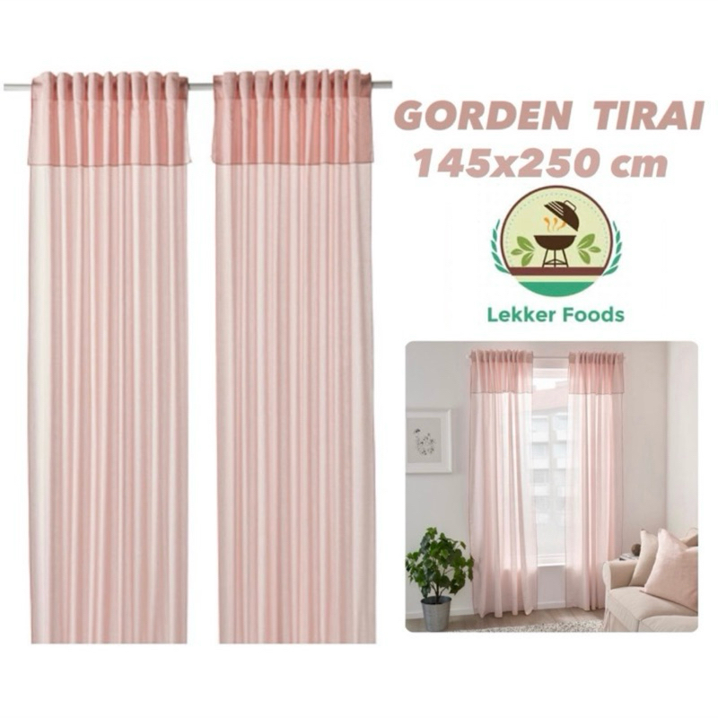KATUN MERAH Moalisa Pink Cotton Curtains 145x240 cm (set of 1 pair ...