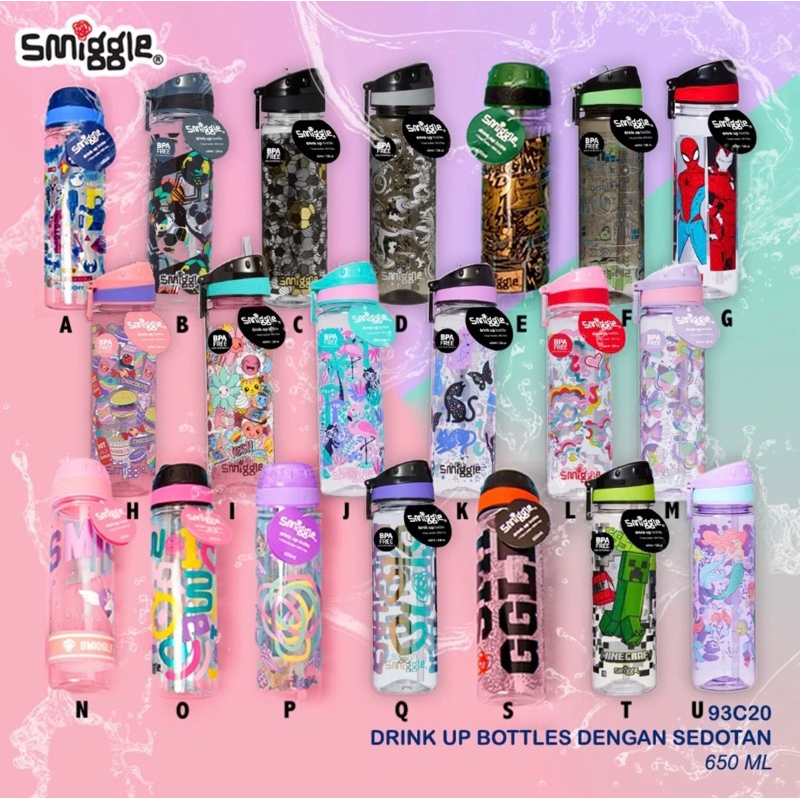 Smiggle Children's Drinking Bottle Import Drink Up Bottle Straw 650ml ...