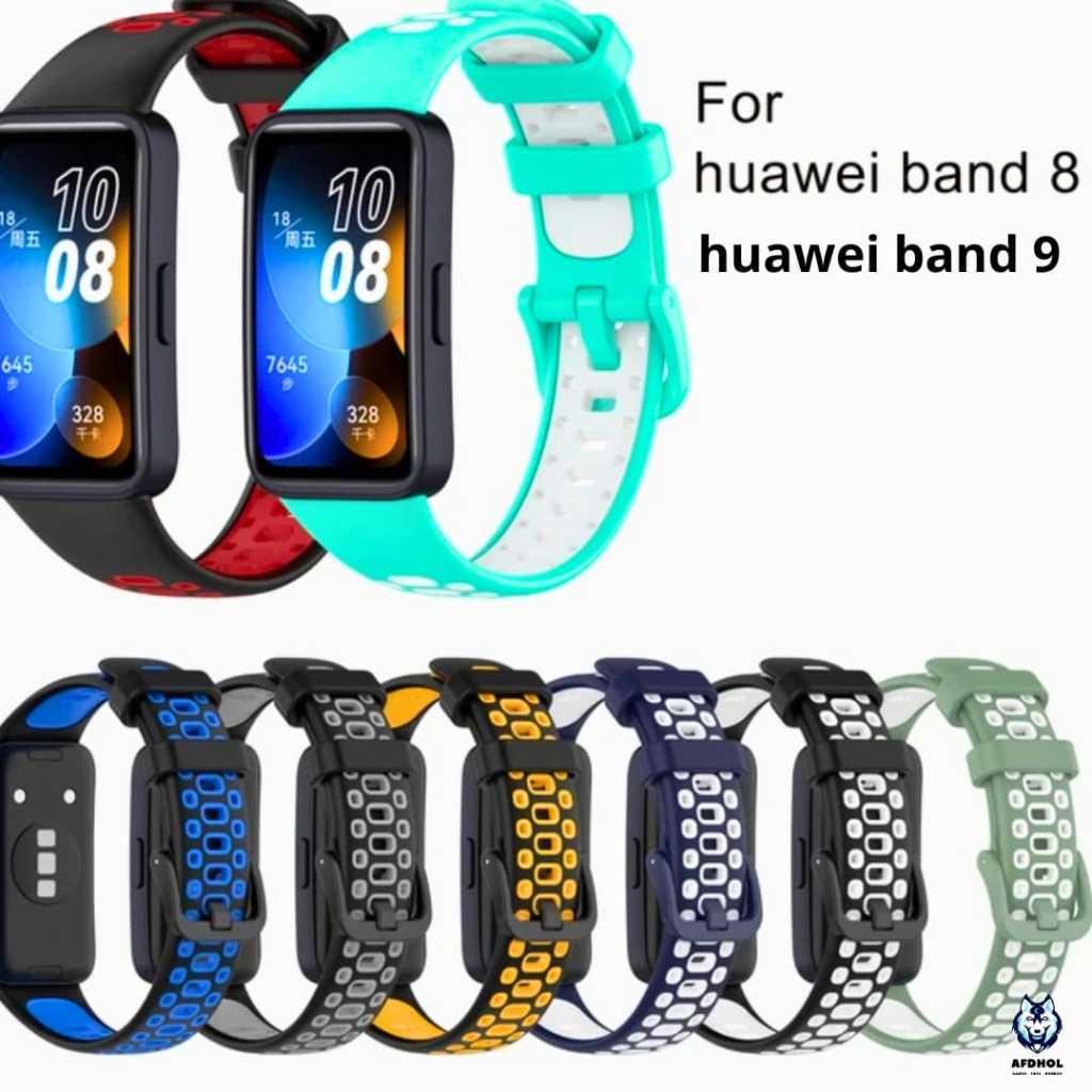 Silicone STRAP HUAWEI BAND 9 8 SPORT STRAP TWO TONE Perforated MOTIF ...