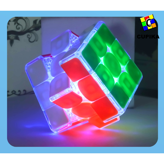 Rubik 3x3 Shengshou Luster LED Lamp On Stickerless Glow Light Original ...
