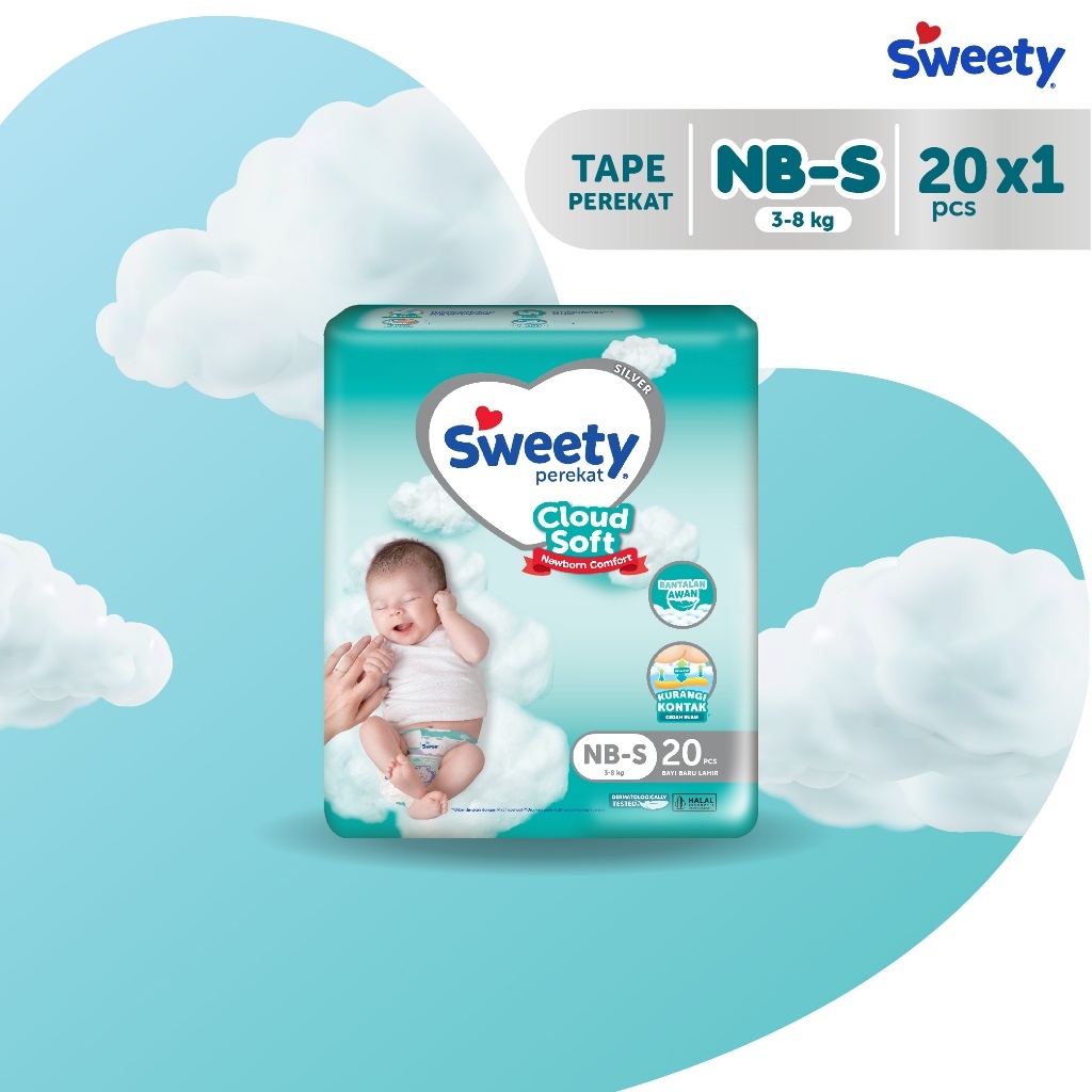 Sweety Silver Pants Cloud Soft NB - S 20s Adhesive Diapers Baby Diapers ...